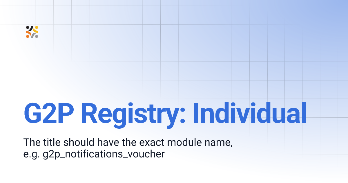 G2P Registry: Individual | 1.1 | OpenG2P Docs