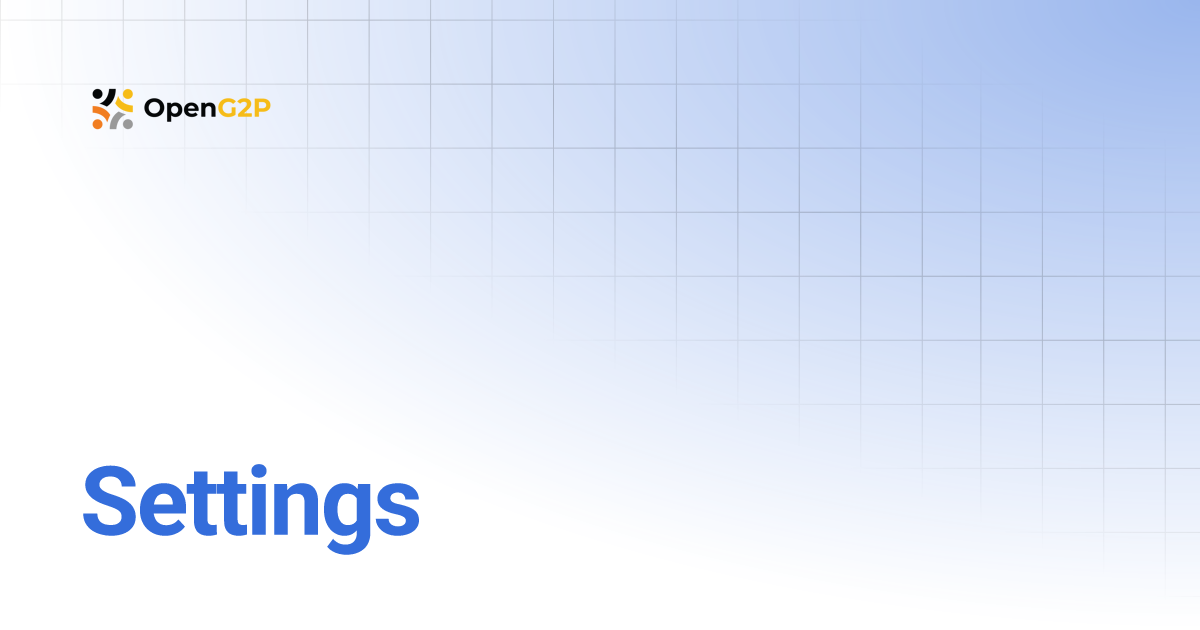 Settings | OpenG2P Docs