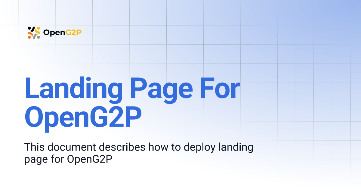 Landing Page For OpenG2P | OpenG2P Docs